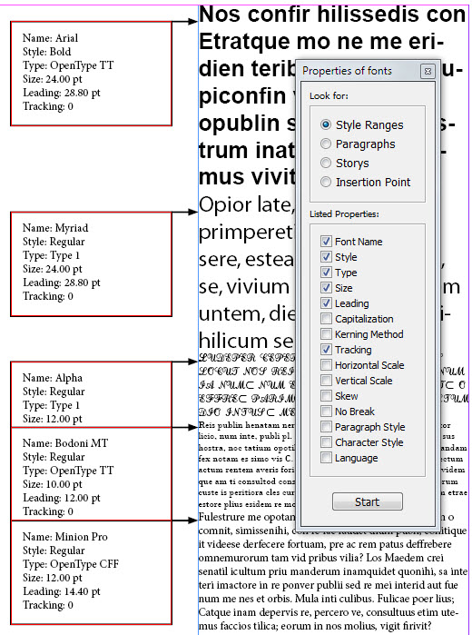 List Font Properties